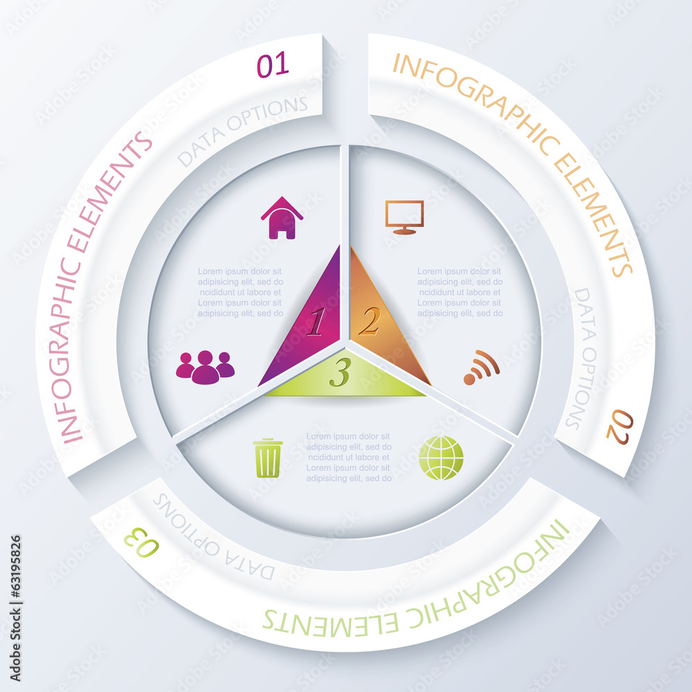 Abstract infographic design with circle and three segments. Stock Vector | Adobe Stock