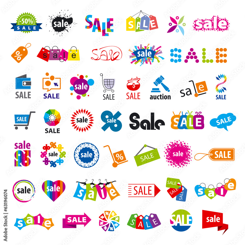 biggest collection of vector logos sale Stock Vector | Adobe Stock
