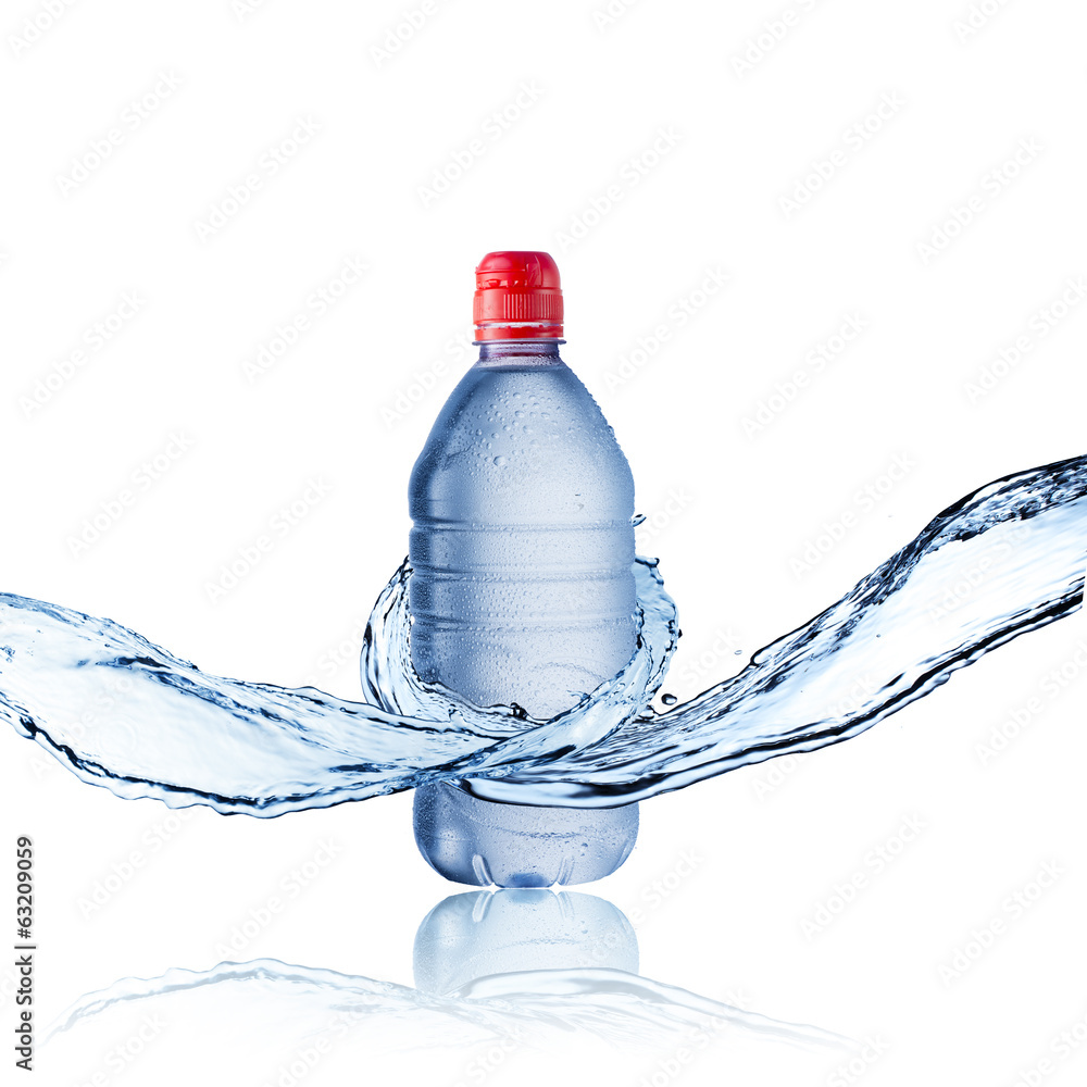 Water Splash On Water Bottle Stock Photo | Adobe Stock