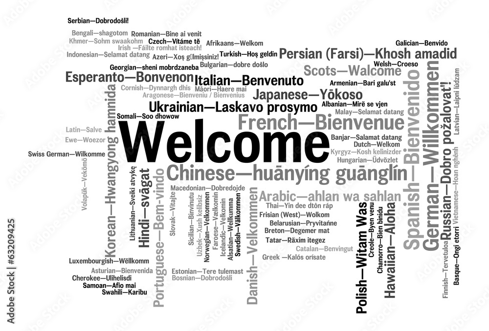 Welcome phrase words cloud concept Stock Illustration | Adobe Stock