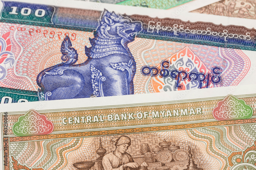 Myanmar money kyat banknote close-up Stock Photo | Adobe Stock