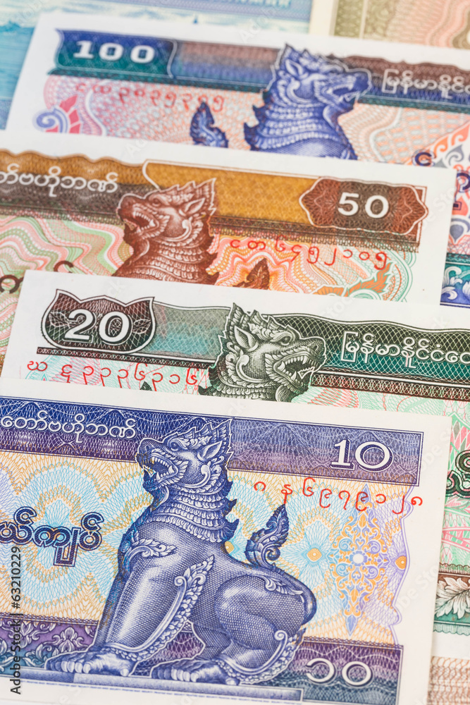 Myanmar money kyat banknote close-up Stock Photo | Adobe Stock