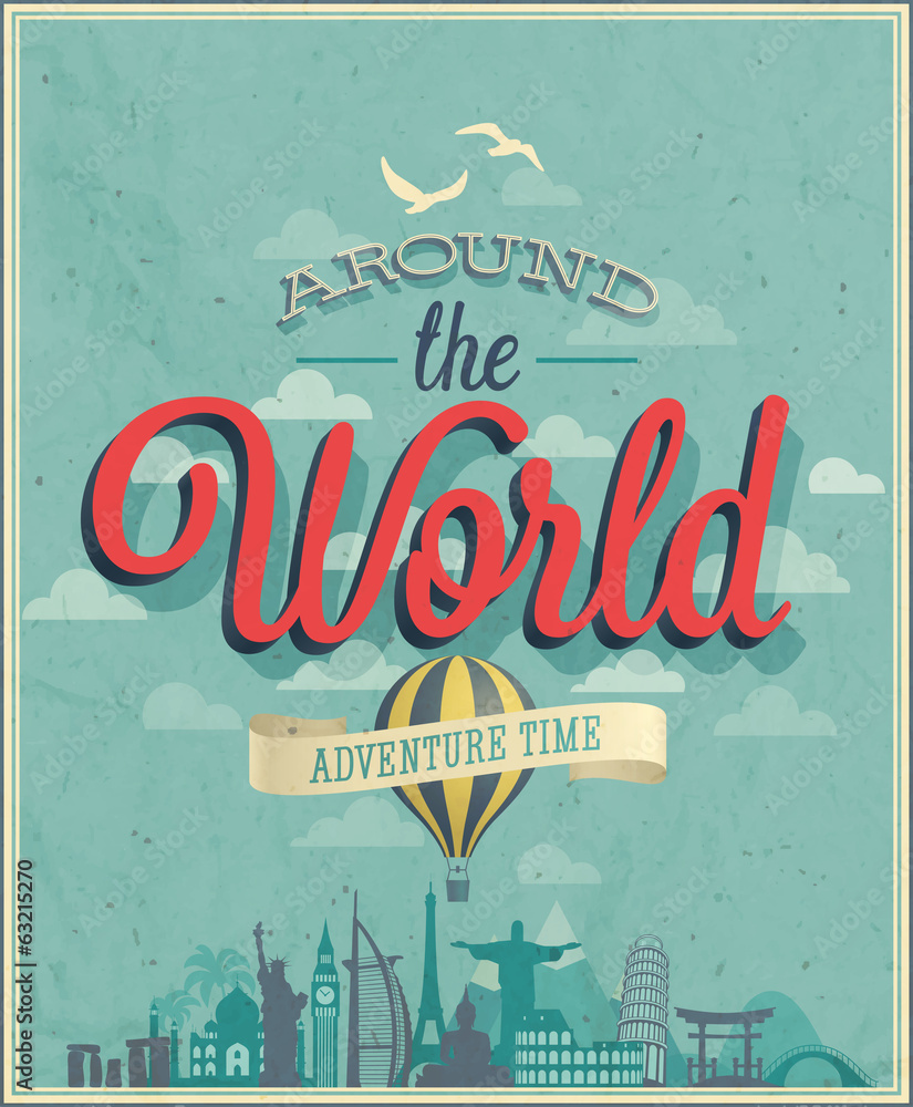Poster Around the world poster. Vector illustration. – Wall Art | UkPosters