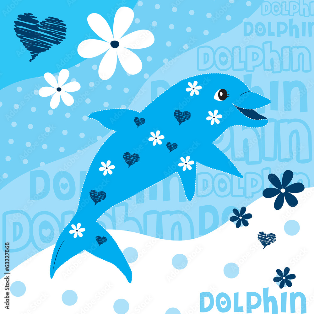 cute blue dolphin vector illustration Stock Vector | Adobe Stock