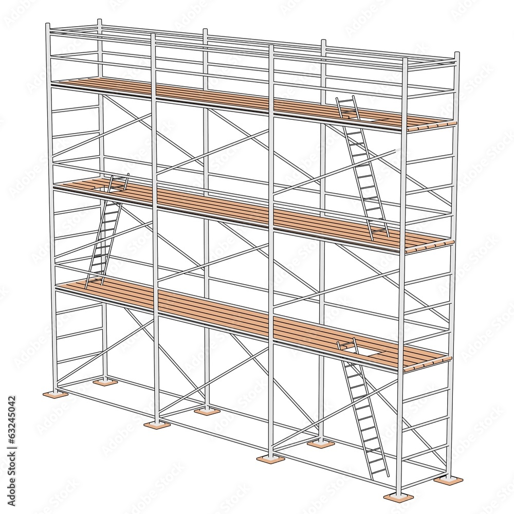cartoon illustration of construction scaffolding Stock Illustration ...