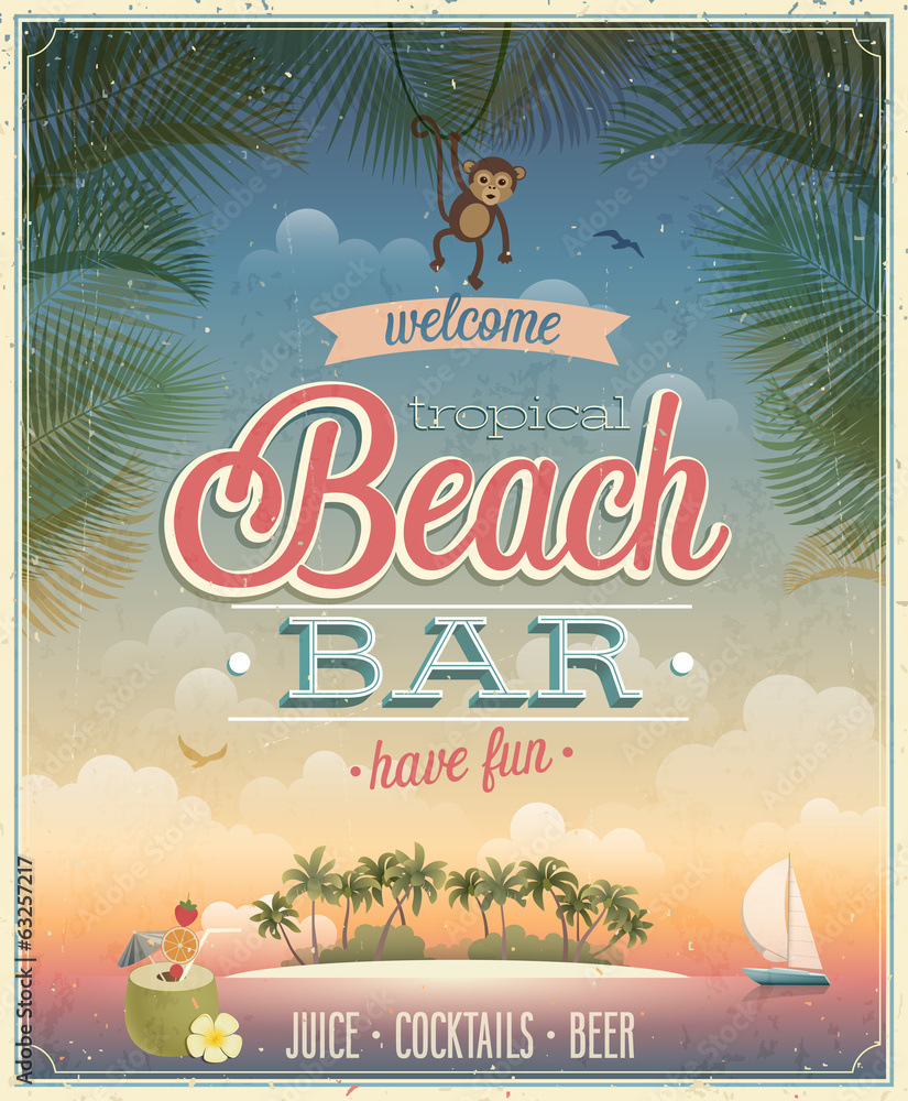 Vintage Beach Bar poster. Stock Vector | Adobe Stock