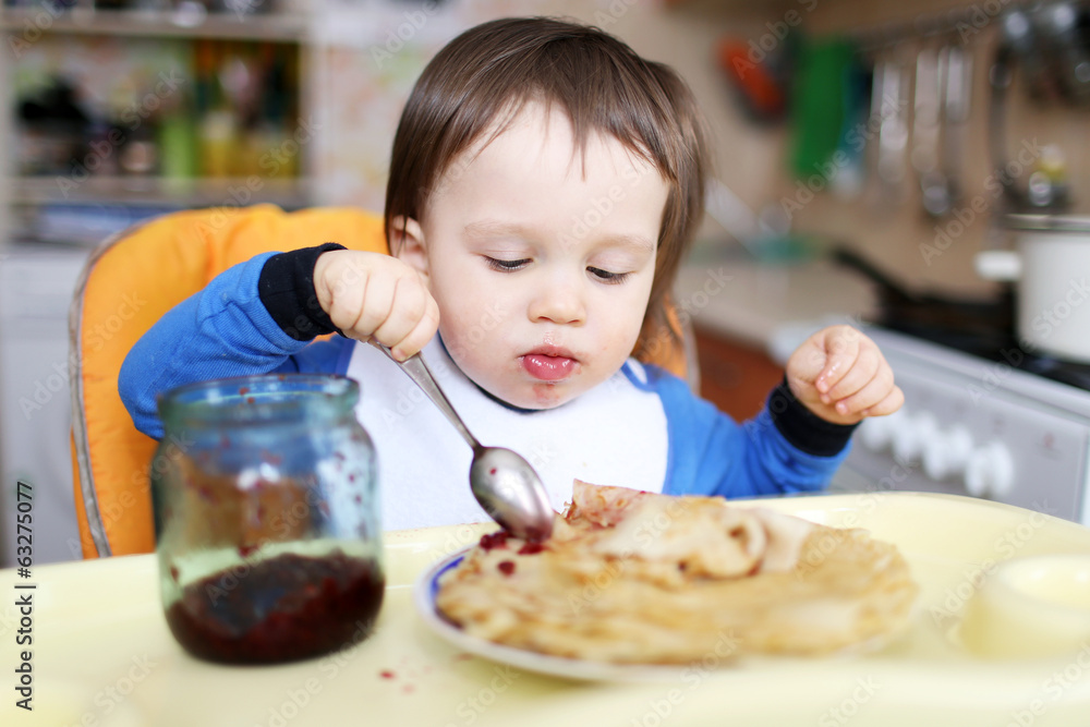 Child Eating Pancakes