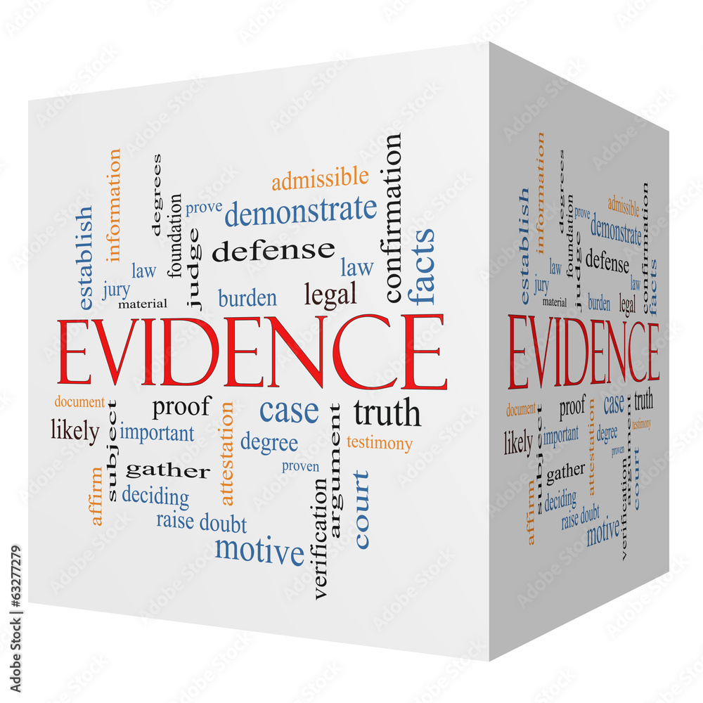 Evidence 3D cube Word Cloud Concept Stock Illustration | Adobe Stock