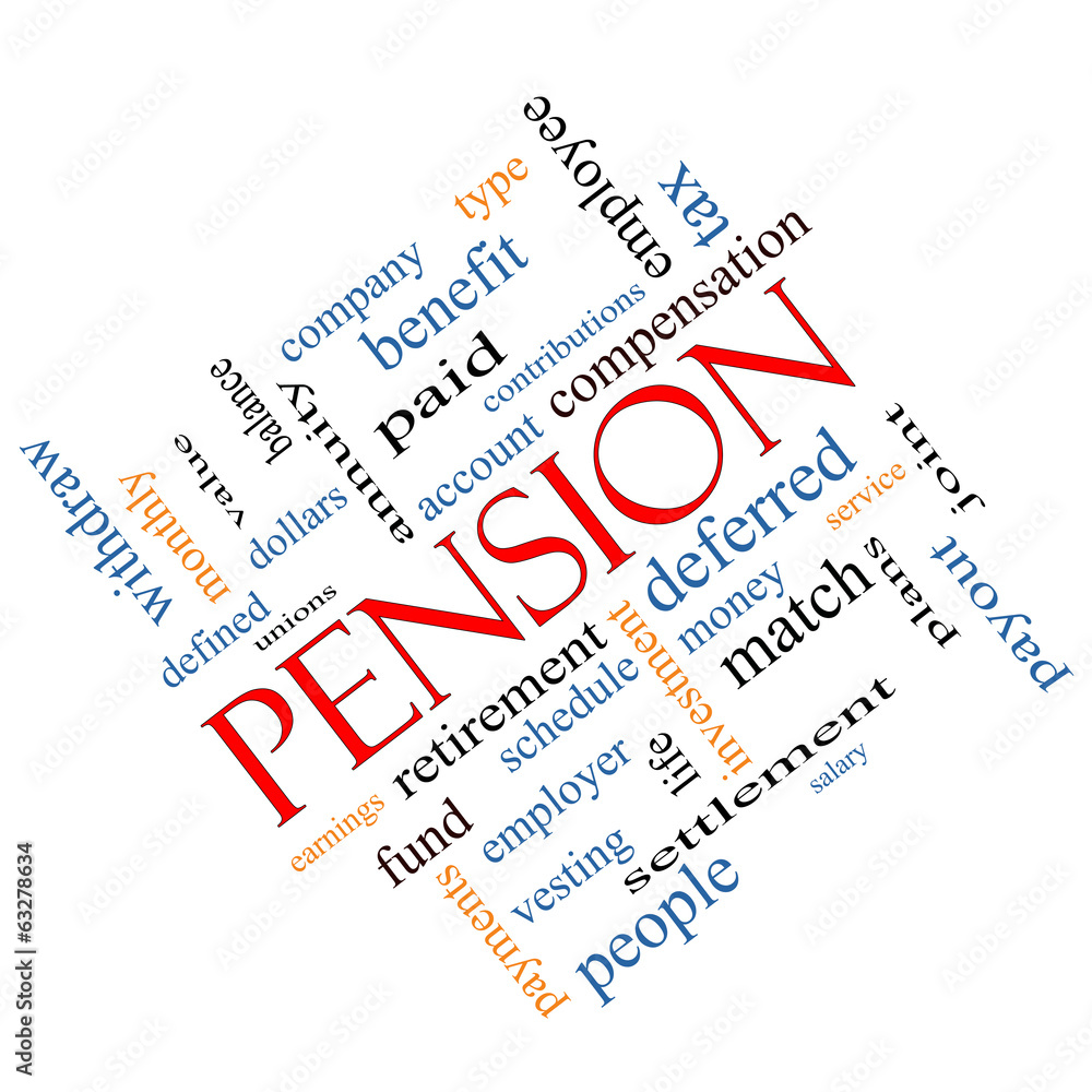 Pension Word Cloud Concept Angled Stock Illustration | Adobe Stock