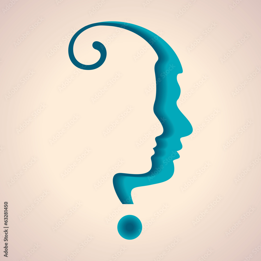 silhouette of a question mark with male and female face Stock Vector ...