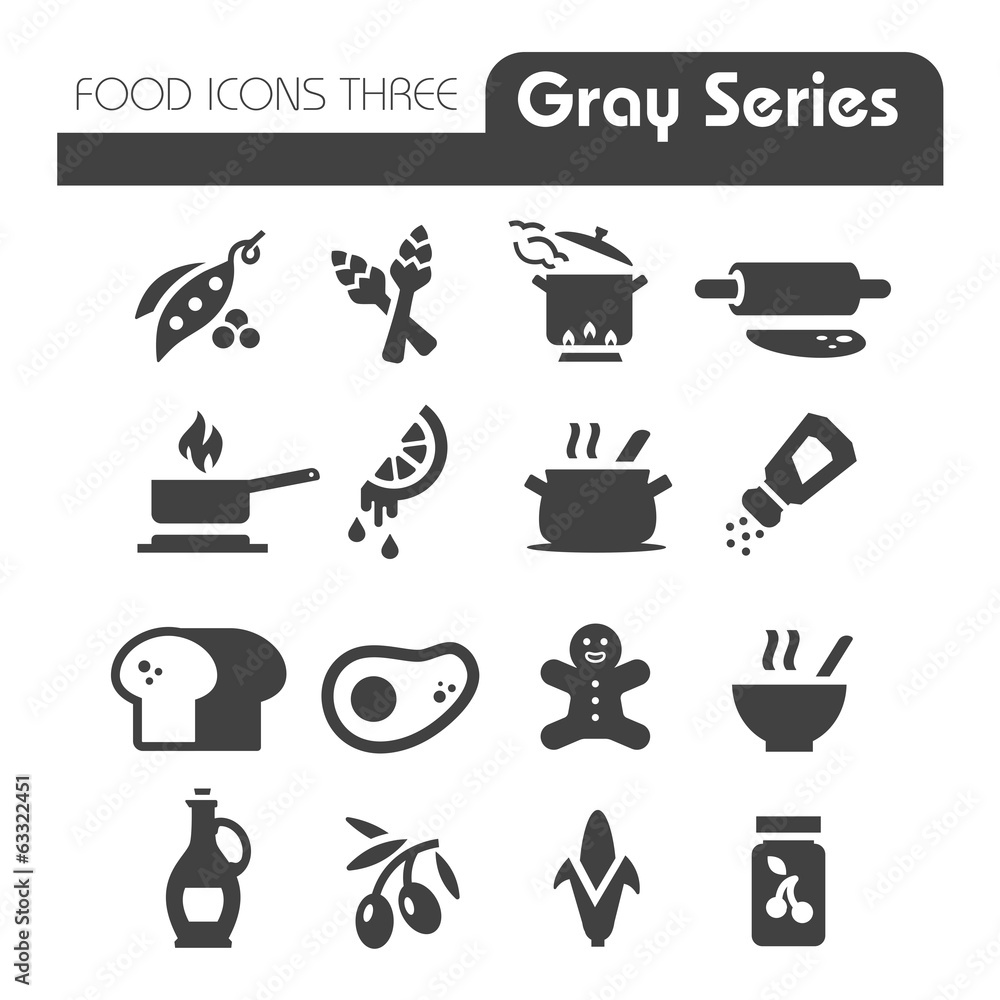 Food Icons Gray Series Three Stock-Vektorgrafik | Adobe Stock