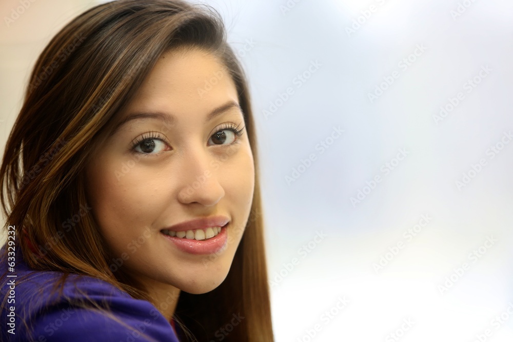 Headshot Young Hispanic School Girl Stock Photo | Adobe Stock