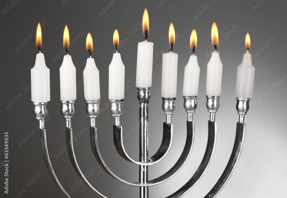 Hanukkah menorah with candles Stock Photo | Adobe Stock
