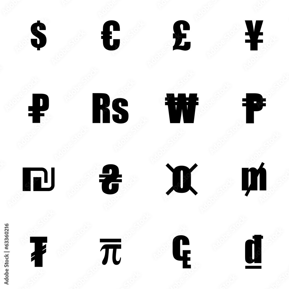 Vector black currency symbols set Stock Vector | Adobe Stock