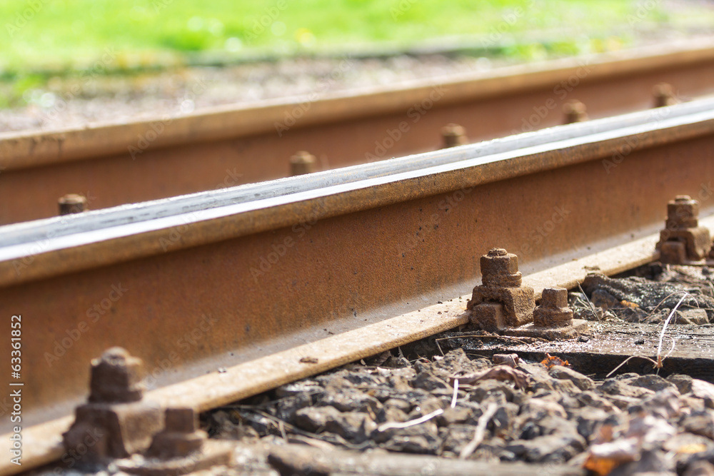Eisenbahnschienen Schienen Gleis Schienenstuhl Stock Photo | Adobe Stock