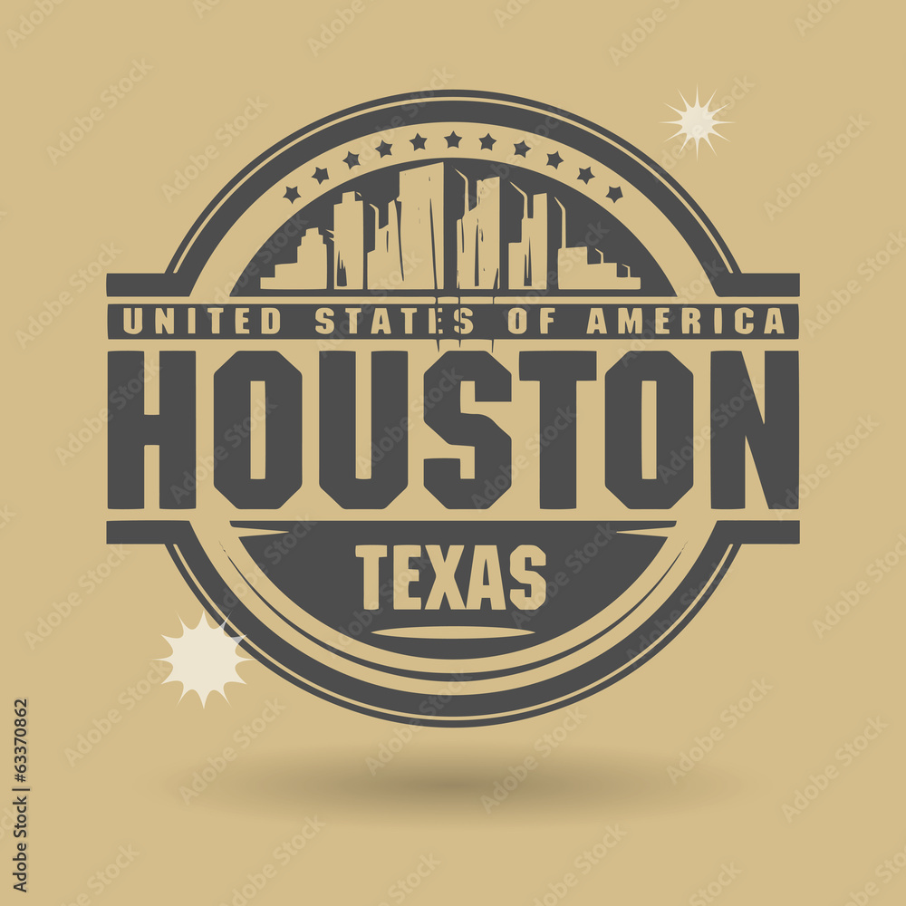 Stamp or label with text Houston, Texas inside, vector Stock Vector ...