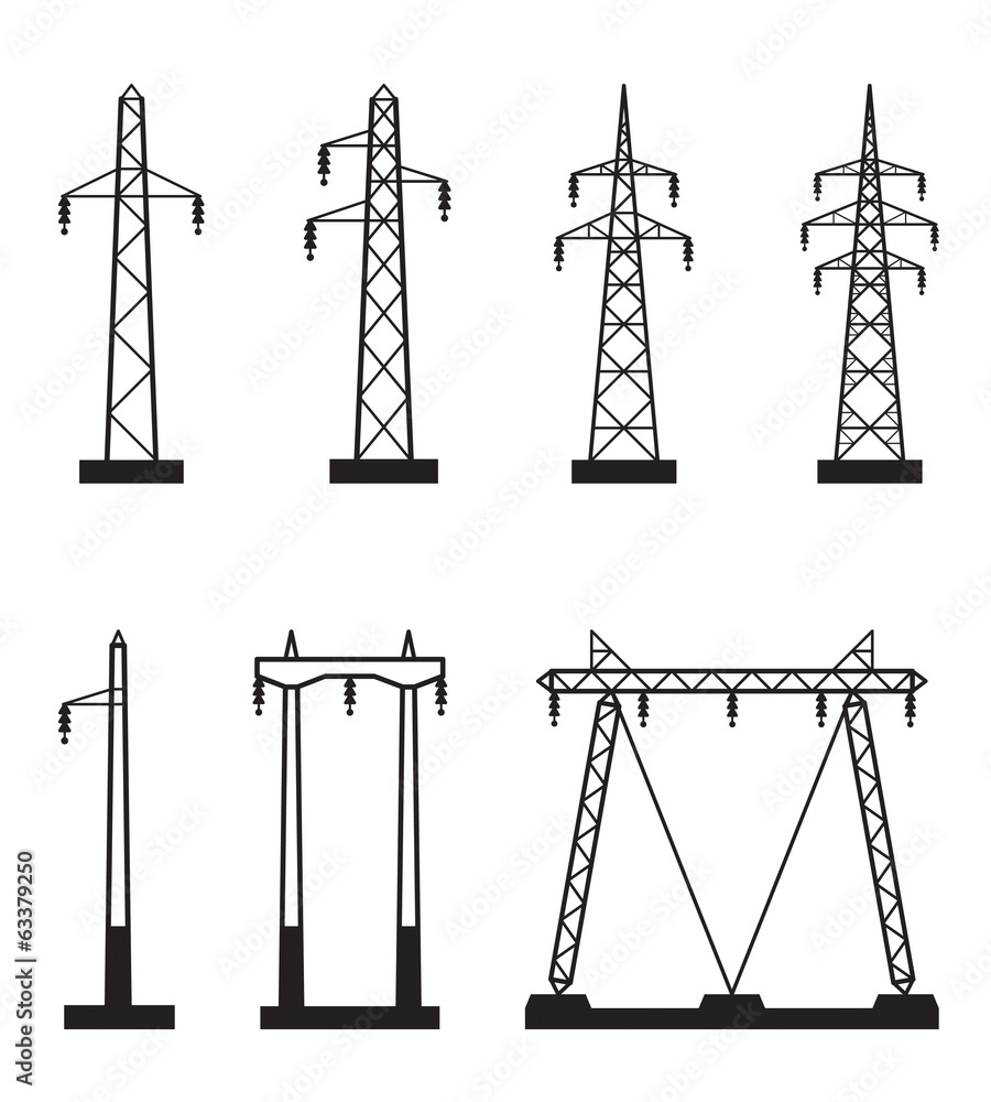 Electrical transmission tower types - vector illustration Stock Vector ...