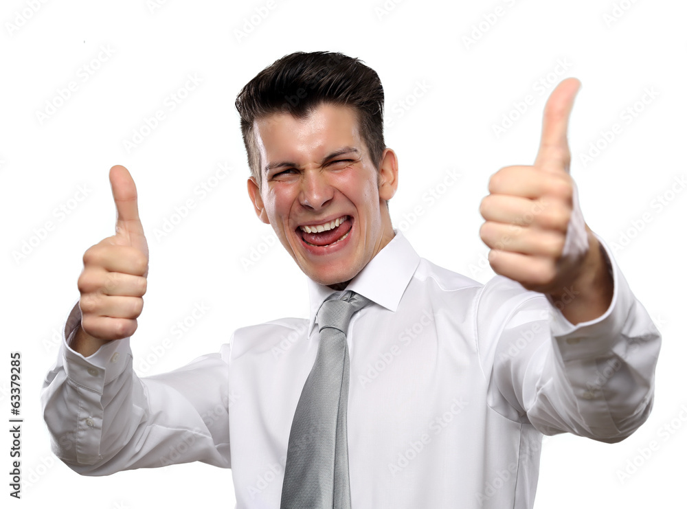 Foto Stock Mann mit Daumen Hoch | Adobe Stock