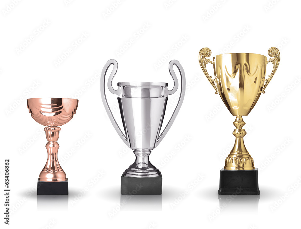 three different kind of trophies. Isolated on white background Stock ...