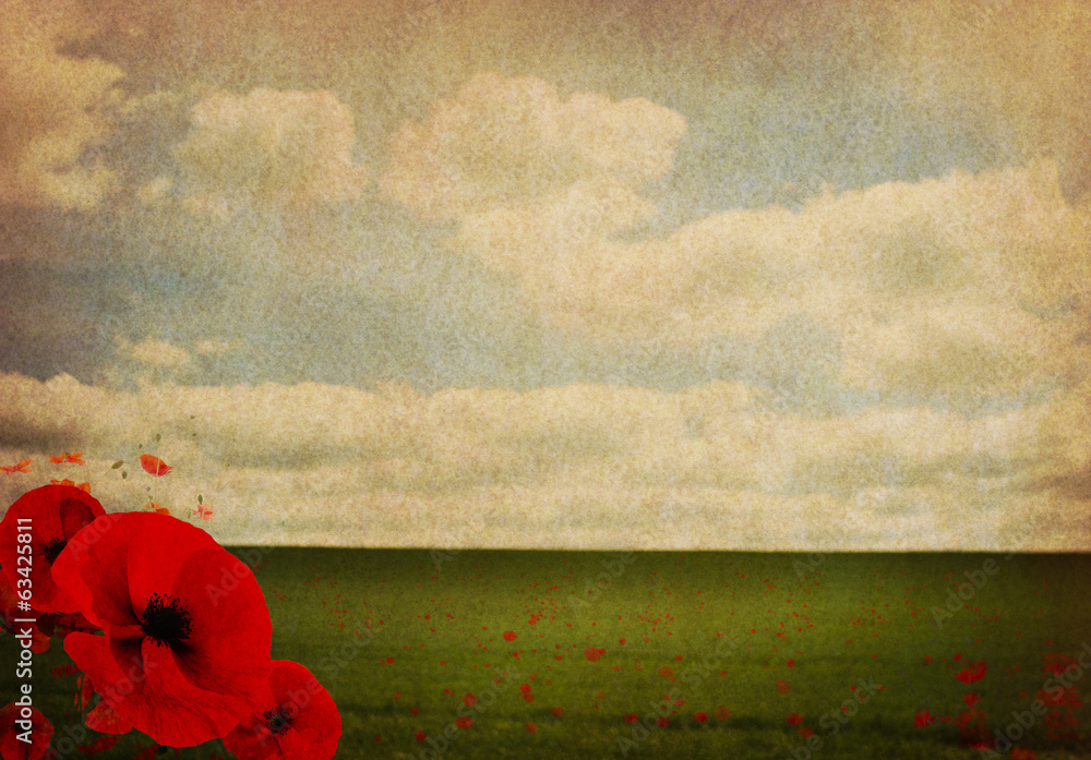 WW1 First World War Abstract Background with Poppies Stock Photo ...
