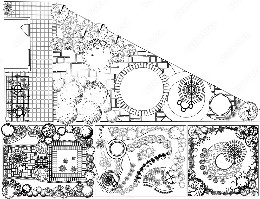 Collections od Landscape Plan with treetop symbols Stock Illustration ...