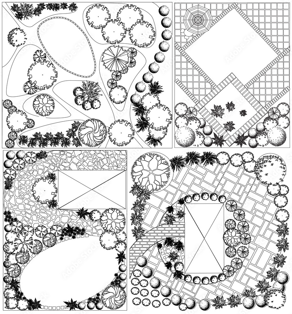 Vector Collections od Landscape Plan with treetop symbols Stock ...