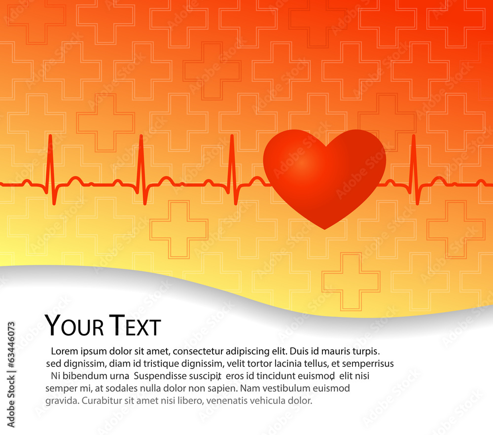 Vector medical background - ekg, heart and crosses and place for Stock ...