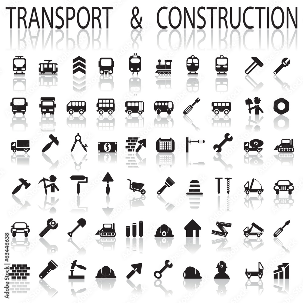 construction and transport icons Stock Vector | Adobe Stock