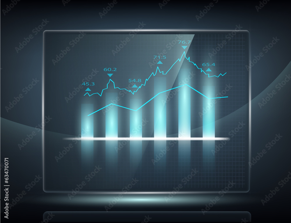 growth chart on transparent screen Stock Vector | Adobe Stock