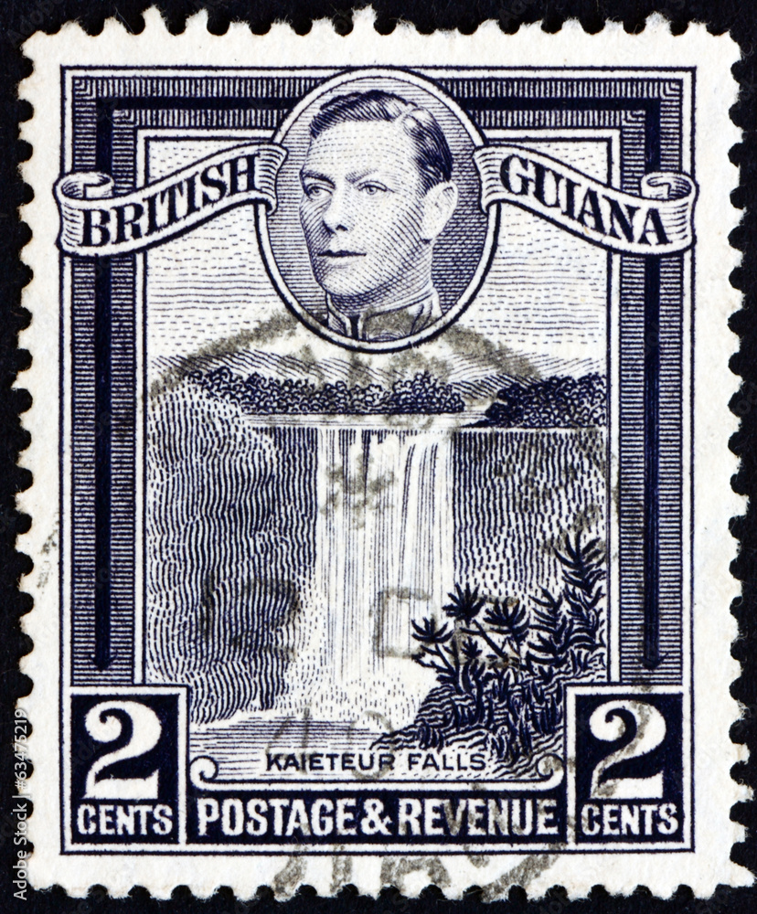 Postage stamp British Guiana 1949 Kaieteur Falls, Guyana Stock Photo ...