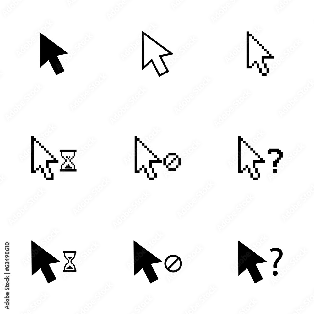 Vector black mouse cursor icons set Stock Vector | Adobe Stock