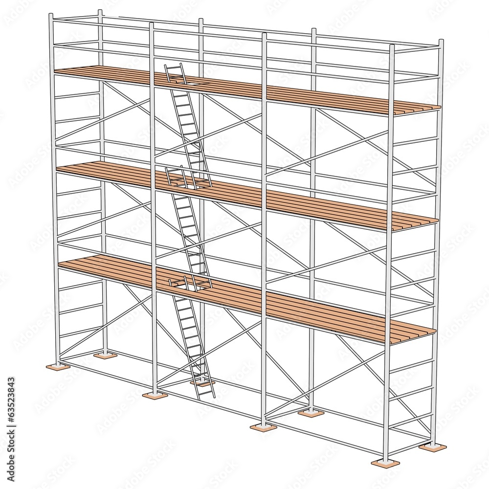 cartoon illustration of construction scaffolding Stock Illustration ...