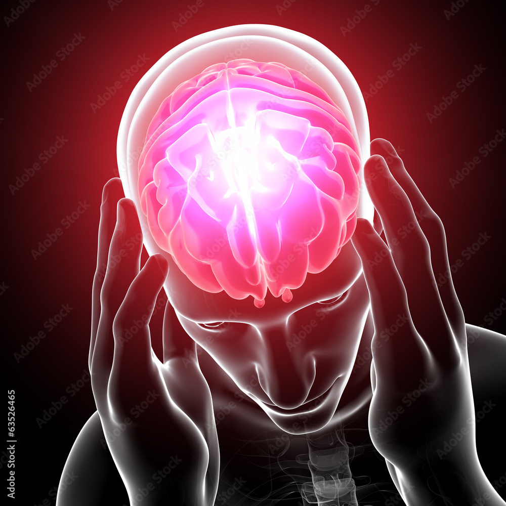 Anatomy of male brain pain in in black Stock Illustration | Adobe Stock