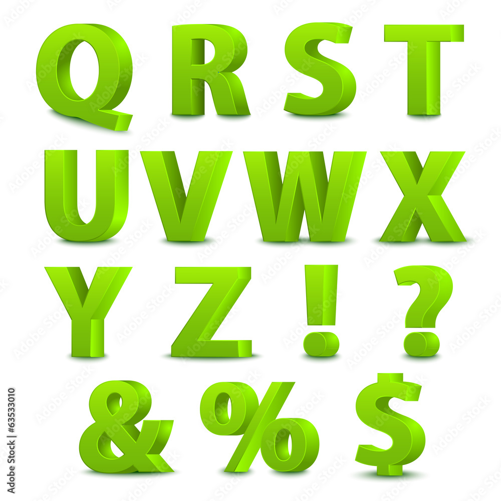 Big green letters standing Stock Vector | Adobe Stock