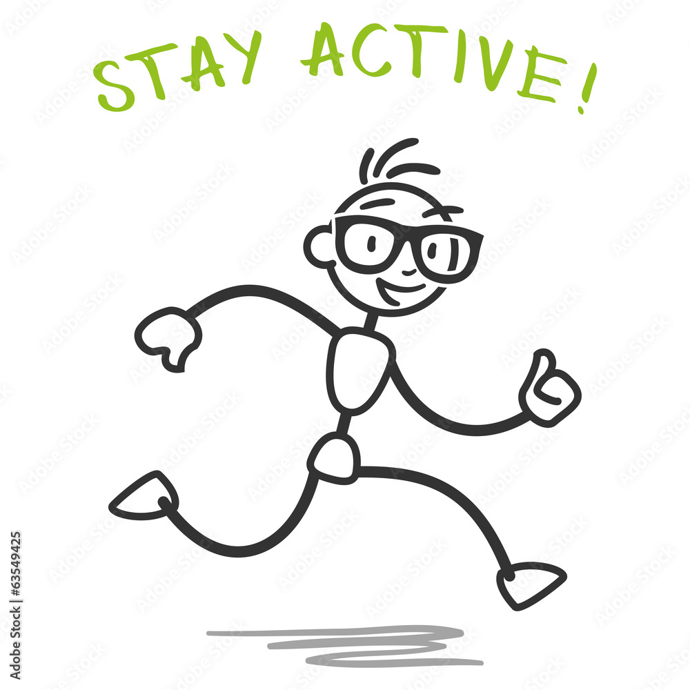 Stick man running stick figure stay active fitness slogan Stock Vector ...