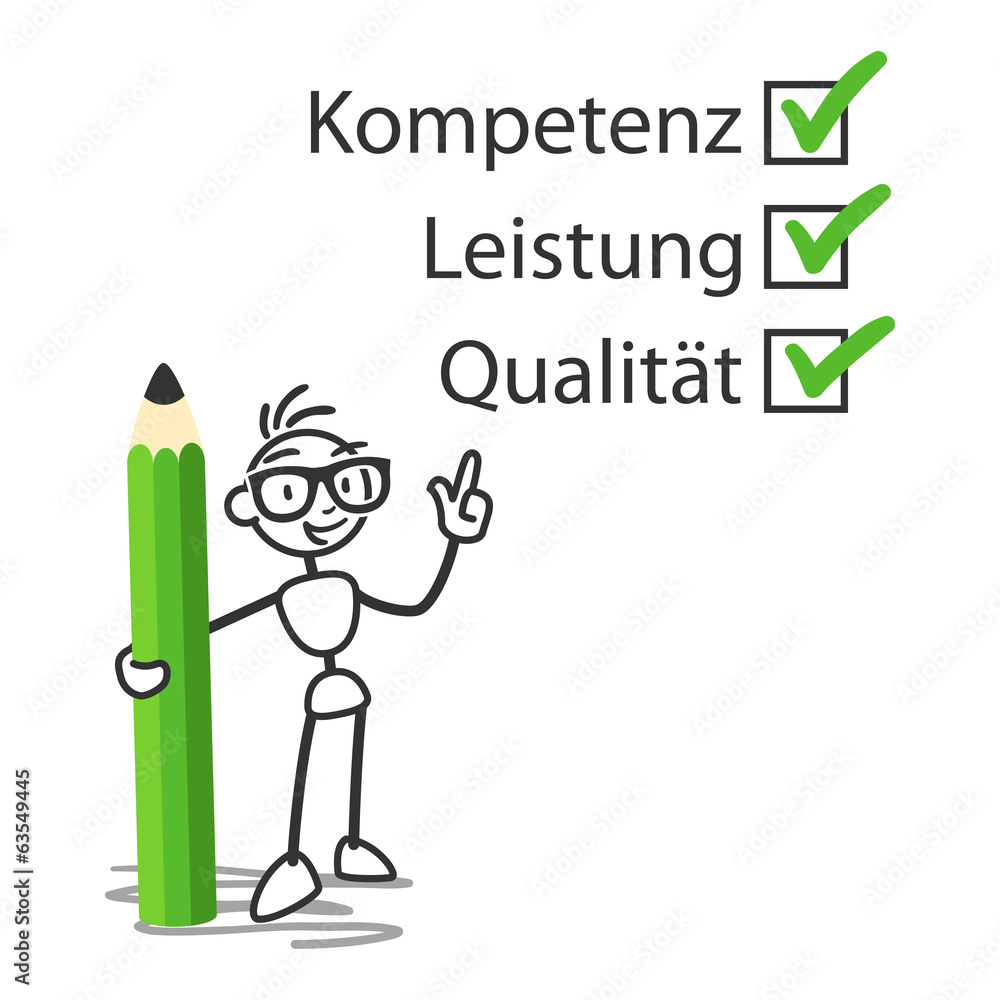 Strichmännchen, Kompetenz, Leistung, Qualität Stock-Vektorgrafik ...