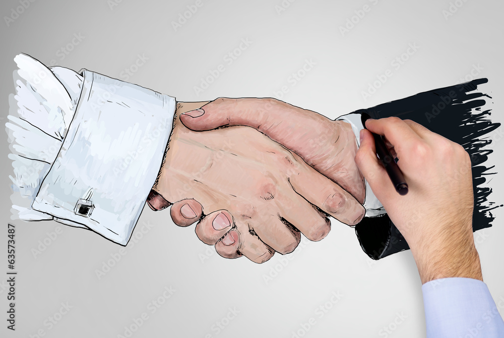 A hand drawing a handshake Stock Photo | Adobe Stock