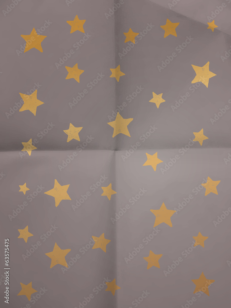 Wrapping paper with doodle stars on folded in four paper texture Stock ...