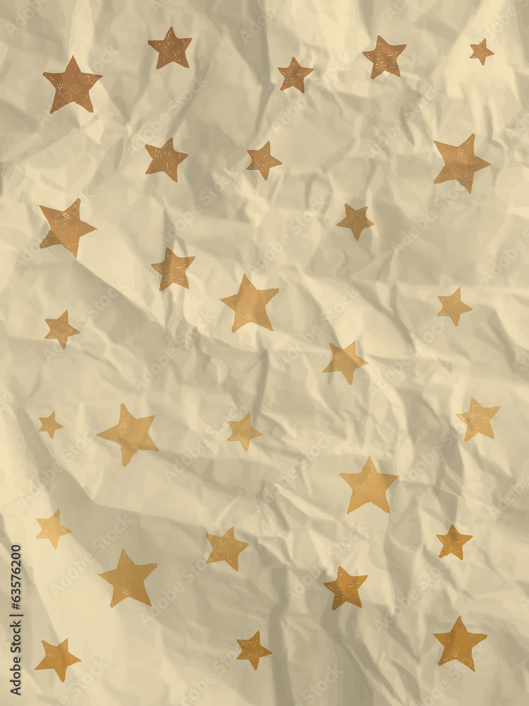Wrapping paper with doodle stars on crumpled paper texture Stock Vector ...