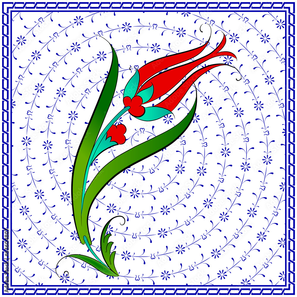 Geleneksel Çini Sanatı Haliç Deseni Laleli Stock Vector | Adobe Stock