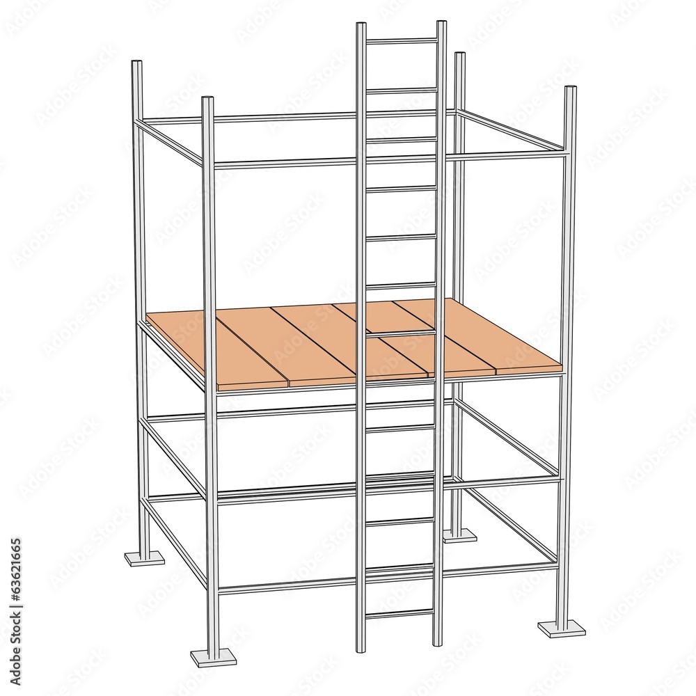 cartoon illustration of construction scaffolding Stock Illustration ...