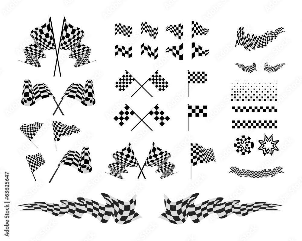 Checkered Flags set illustration Stock Vector | Adobe Stock