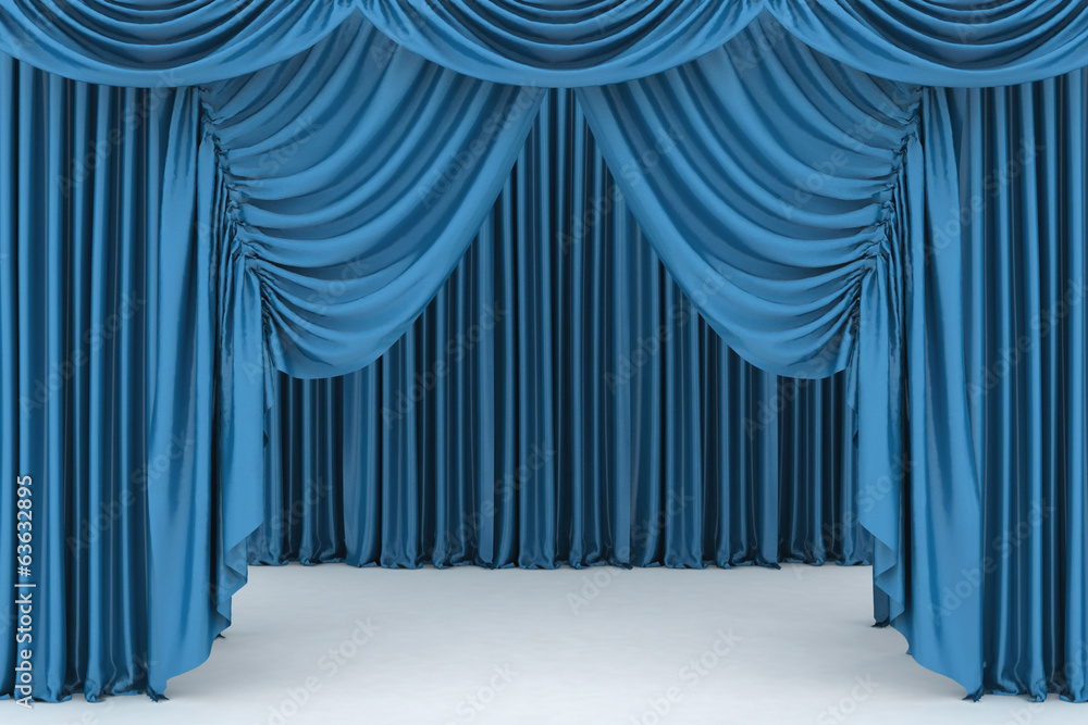 Open blue theater curtain, background Stock Illustration | Adobe Stock