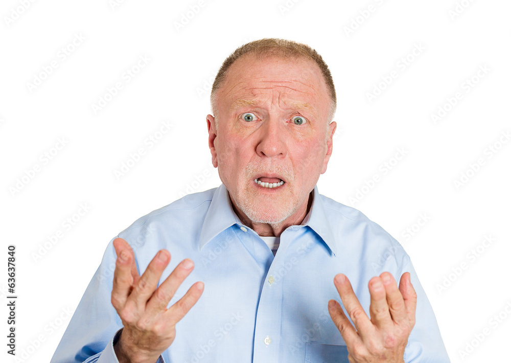 Why? How? Surprised old man in disbelief Stock Photo | Adobe Stock