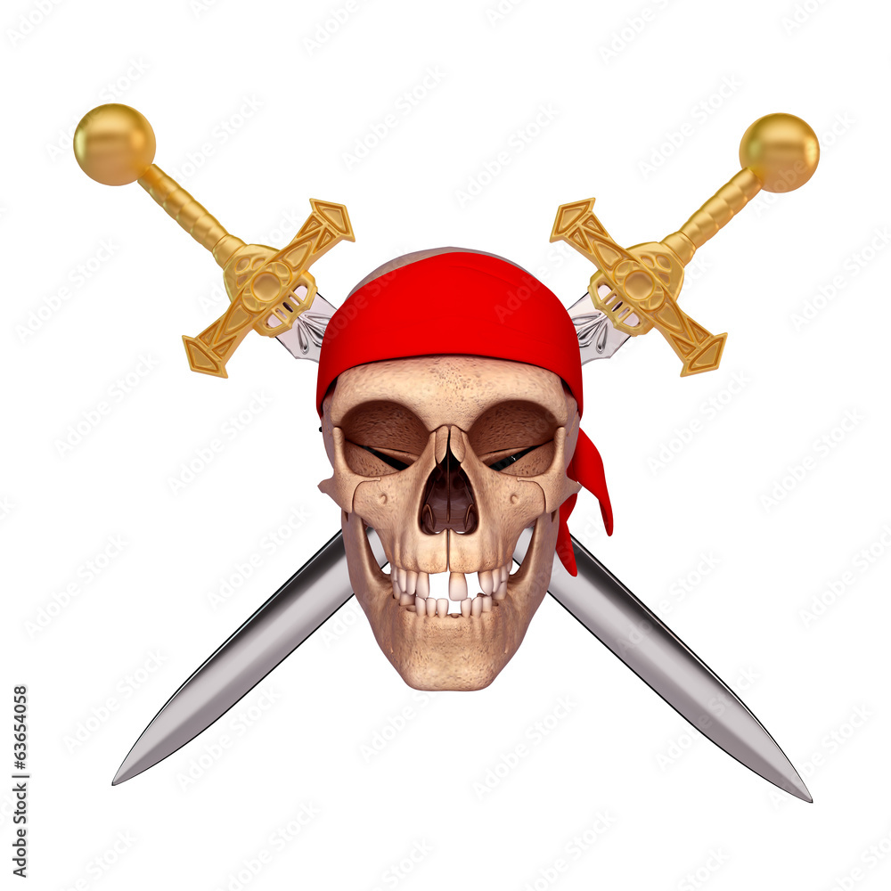 human skull with two sword Stock Illustration | Adobe Stock