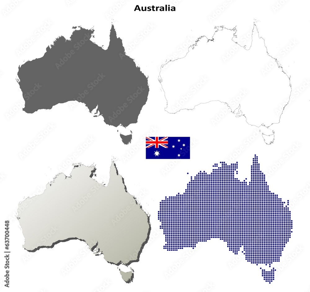 Blank detailed contour maps of Australia Stock Vector | Adobe Stock