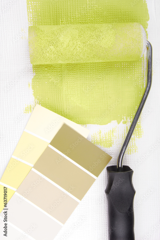 paint roller and color chart choice Stock Photo | Adobe Stock