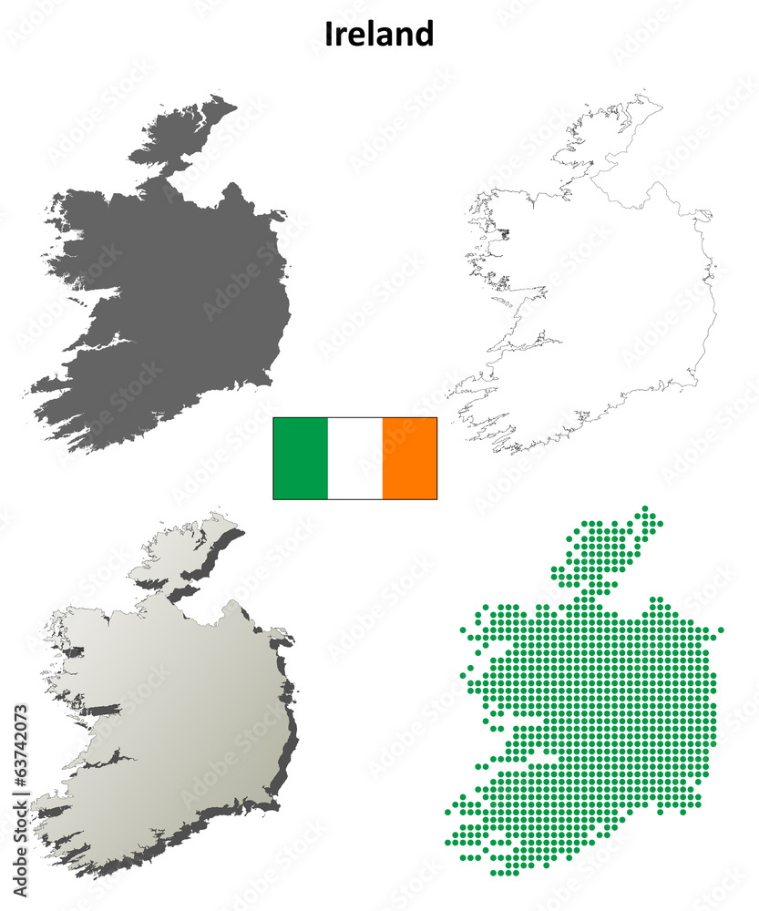 Blank detailed contour maps of Ireland Stock Vector | Adobe Stock