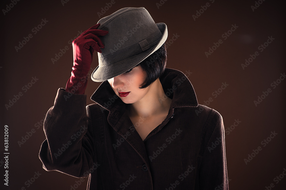 portrait beautiful fashionable woman detective Stock Photo | Adobe Stock
