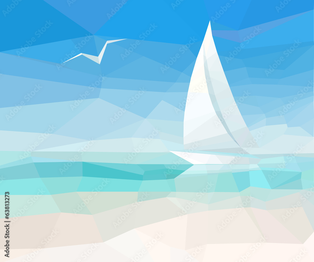 Marine abstract background with sailing ship Stock Vector | Adobe Stock